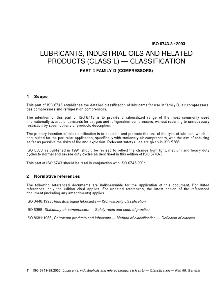Iso 6743-3 | PDF | Gas Compressor | Lubricant