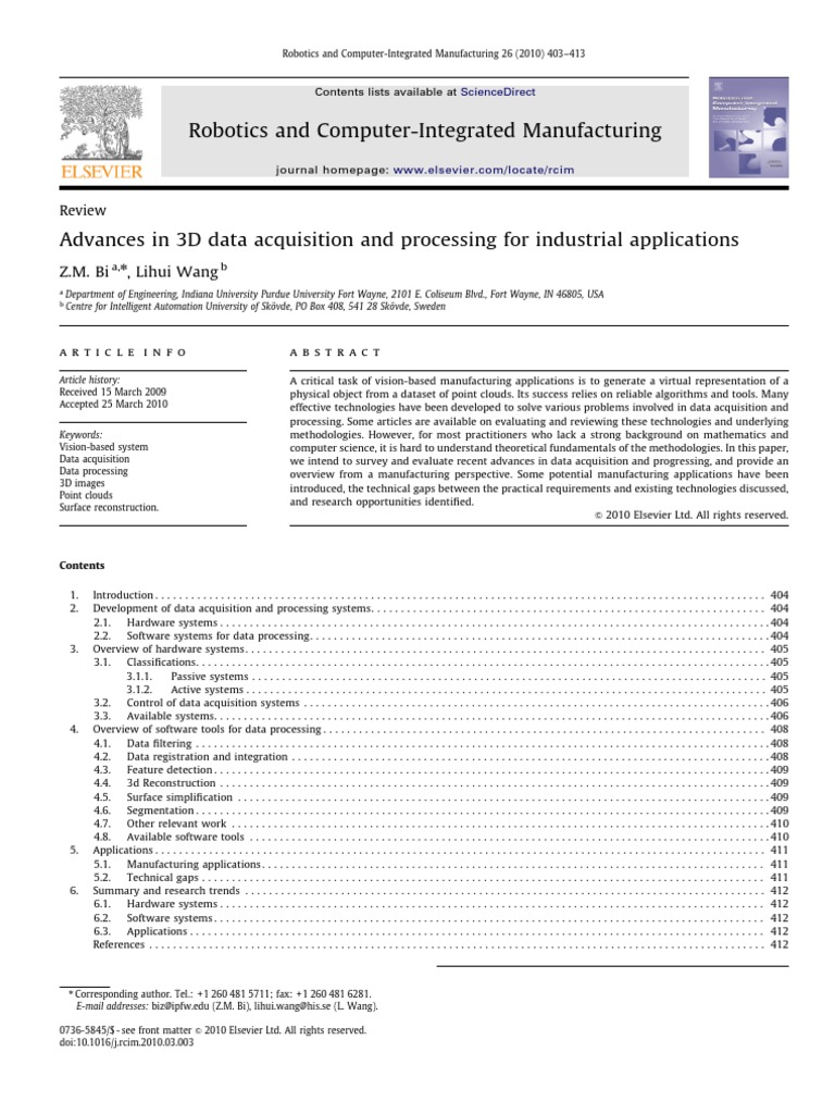 Advances in 3D Data Acquisition and Processing For Industrial Applications 2010 | PDF | Image ...