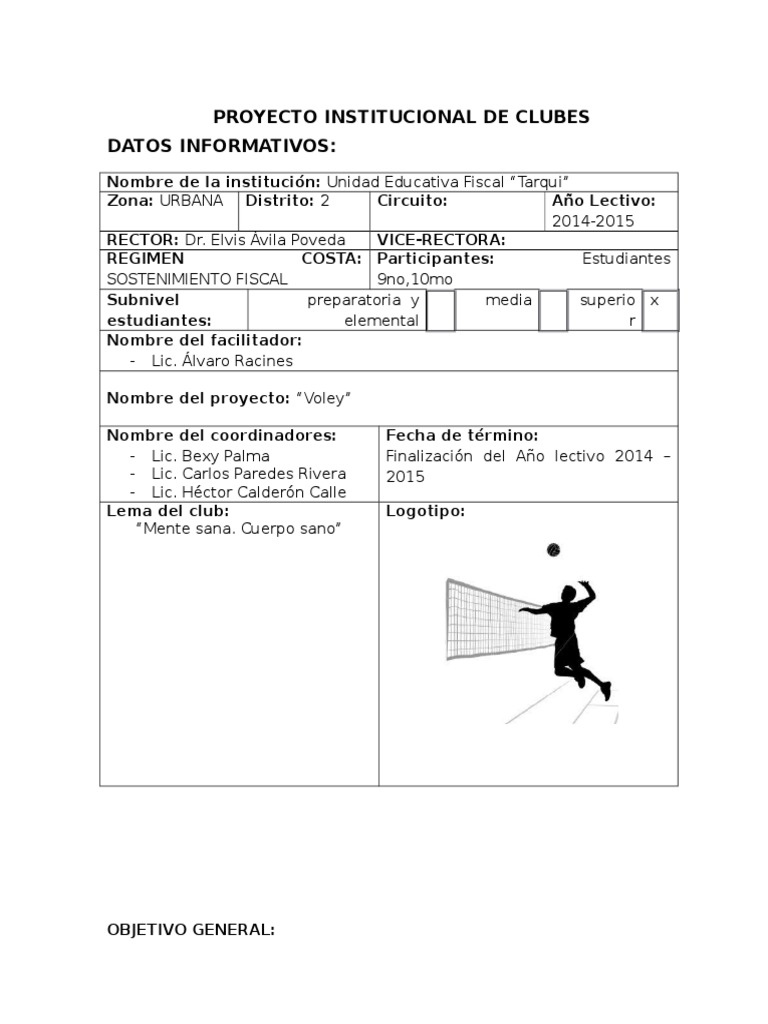 Proyecto de Club - Voley | PDF