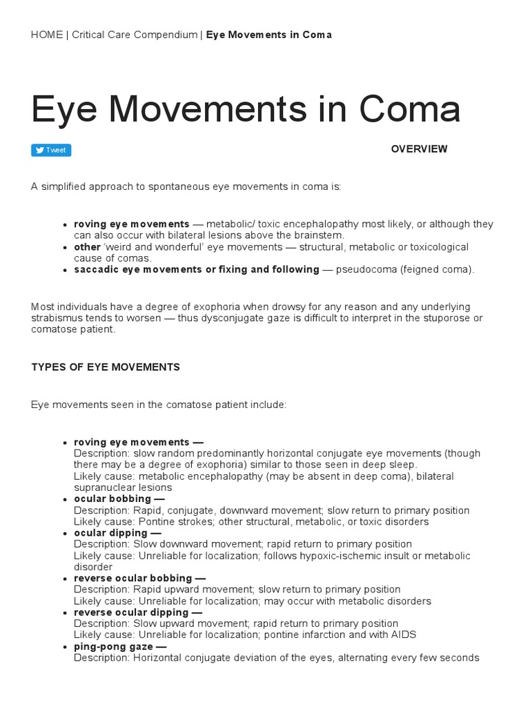 Eye Movements in Coma | PDF