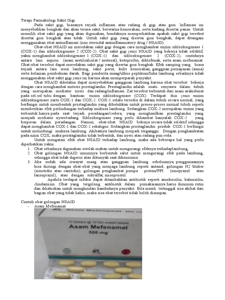 Obat Sakit Gigi NSAID & Pencegahannya | PDF