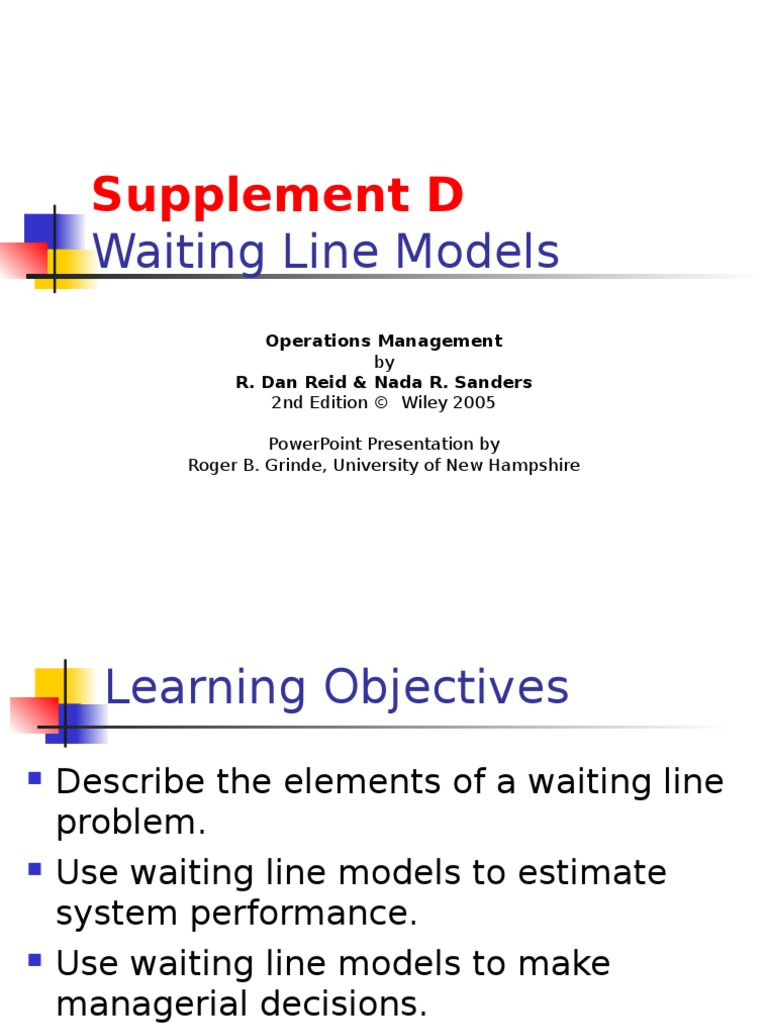 Supplement D: Waiting Line Models | PDF | Computing | Teaching Mathematics