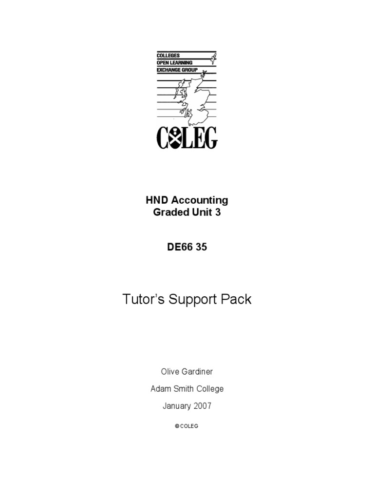 Tutor's Support Pack: HND Accounting Graded Unit 3 DE66 35 | PDF ...