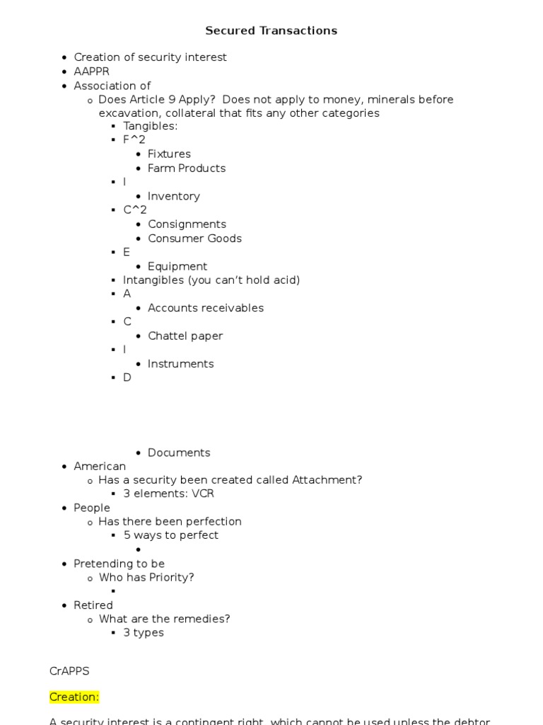 UCC Article 9: Secured Transactions Guide | PDF | Security Interest | Uniform Commercial Code
