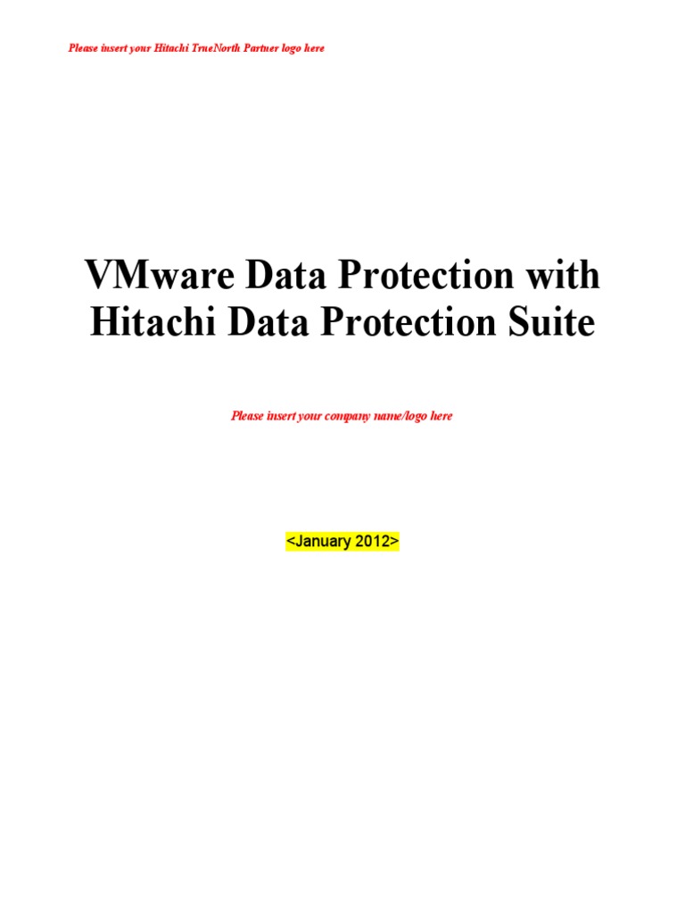 Vmware Data Protection With Hitachi Data Protection Suite: Please ...