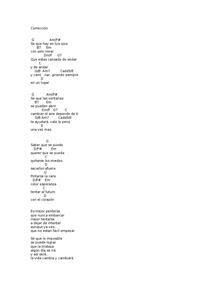 Color Esperanza Acordes y Letra | PDF