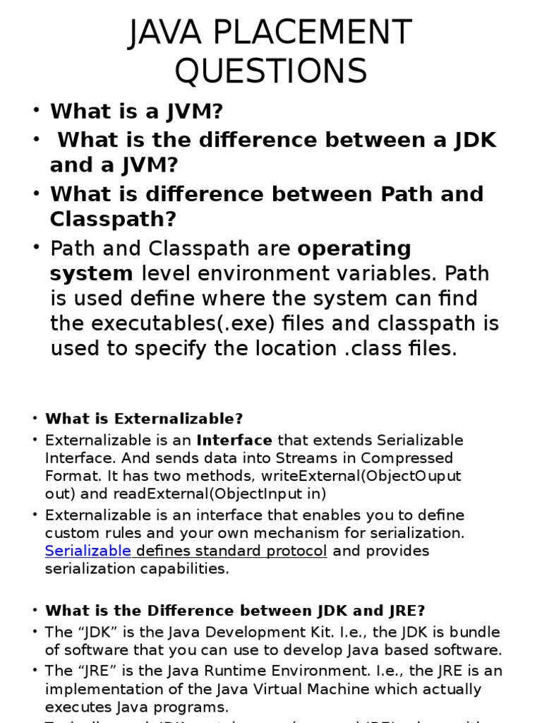 Java Placement Questions Pdf Class Computer Programming Method
