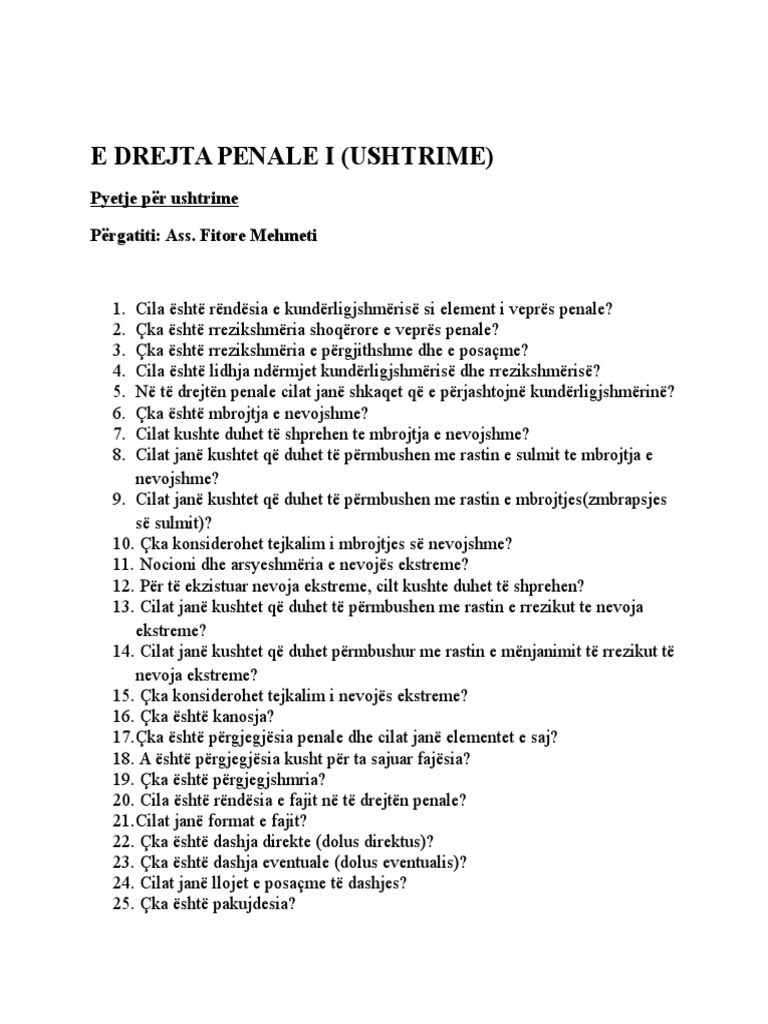 Pyetje Per Ushtrime | PDF