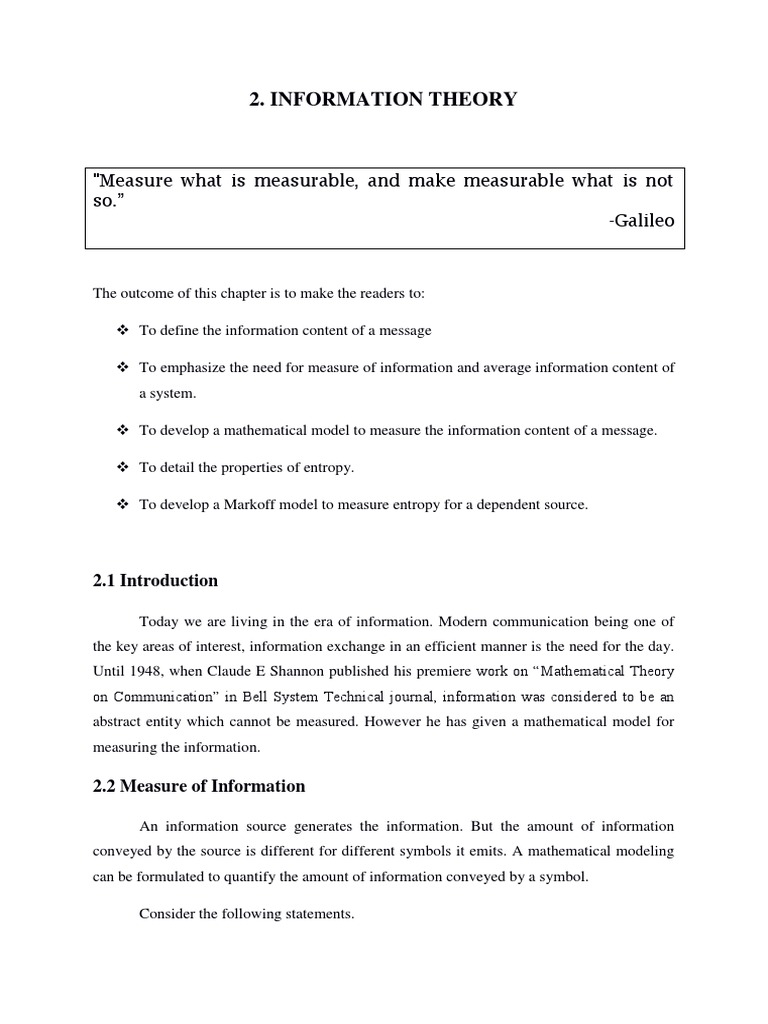 Ch2 Information Theory | PDF | Logarithm | Information