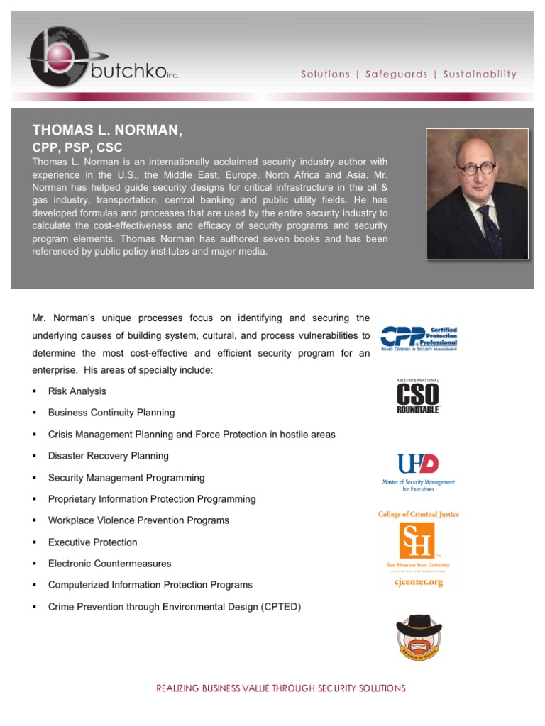 Butchko Bio Thomasnorman 2016 | PDF | Risk | Crime Prevention