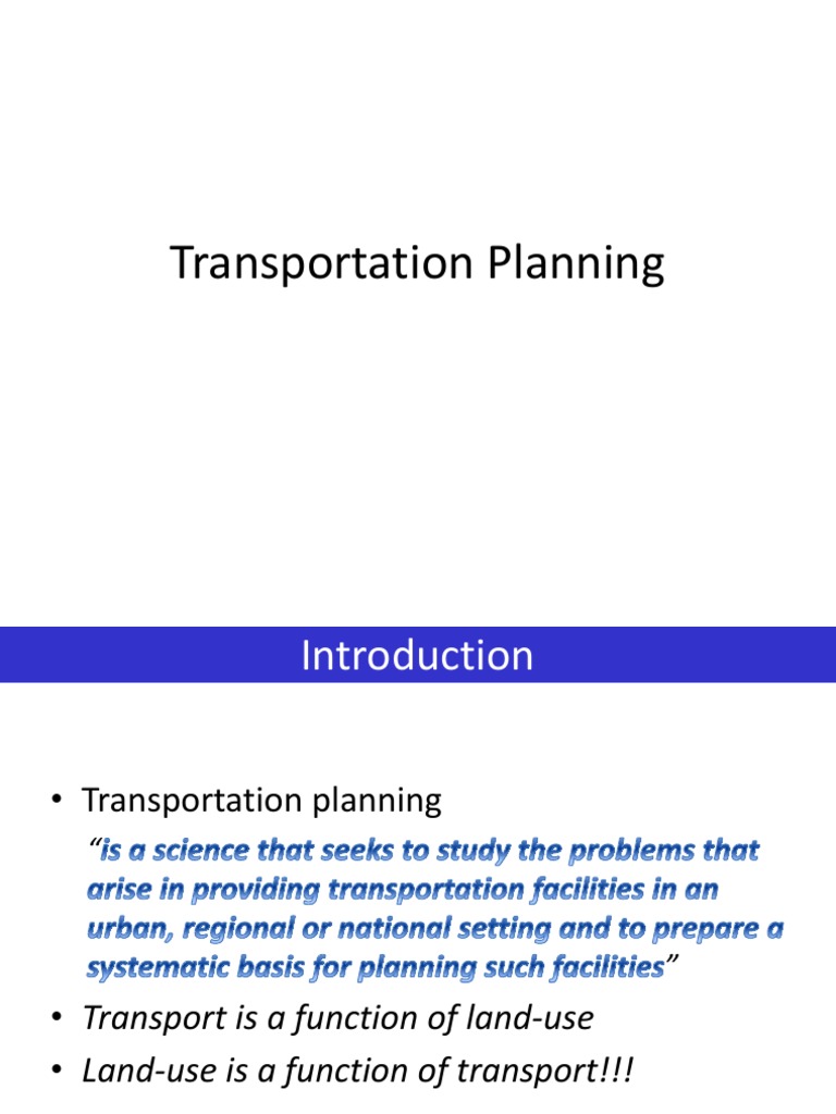 Introduction To Transportation Planning | PDF | Survey Methodology ...