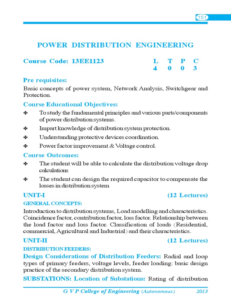 Power Distribution Engineering | PDF | Electric Power Distribution ...