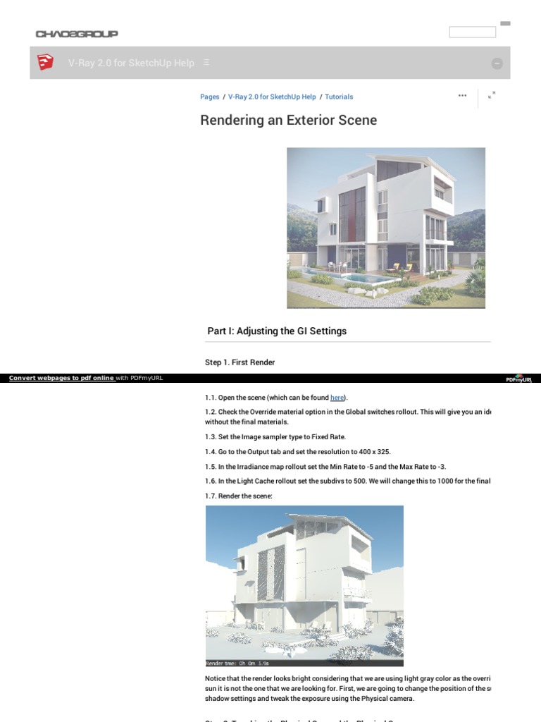 Rendering An Exterior Scene: V-Ray 2.0 For Sketchup Help | PDF | Rendering (Computer Graphics ...