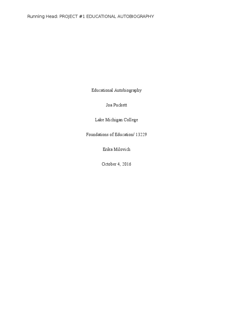 Project 1 - Educational Autobiography | PDF | Teachers | Special Education