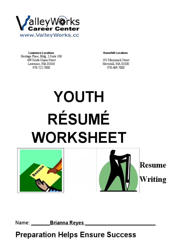 Youth Résumé Worksheet: Resume Writing | PDF | Résumé | Business