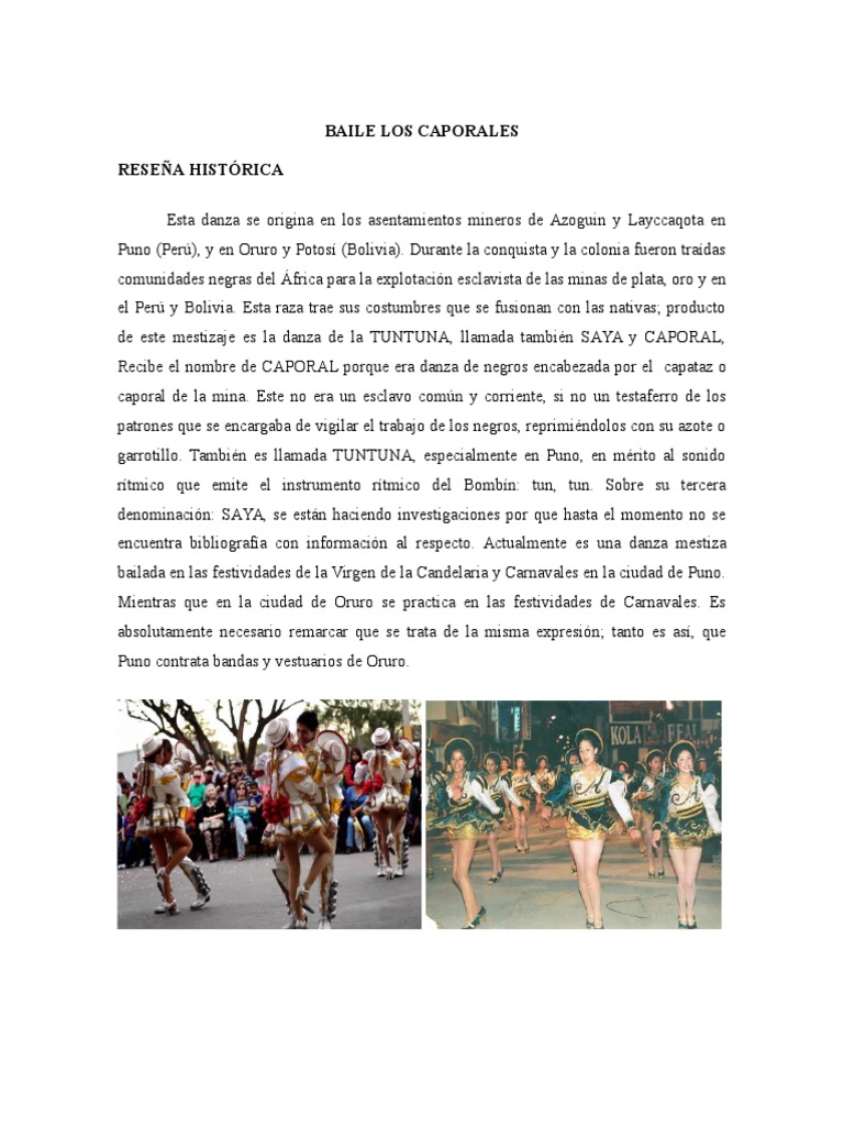 Baile Los Caporales Pdf Carnaval Perú