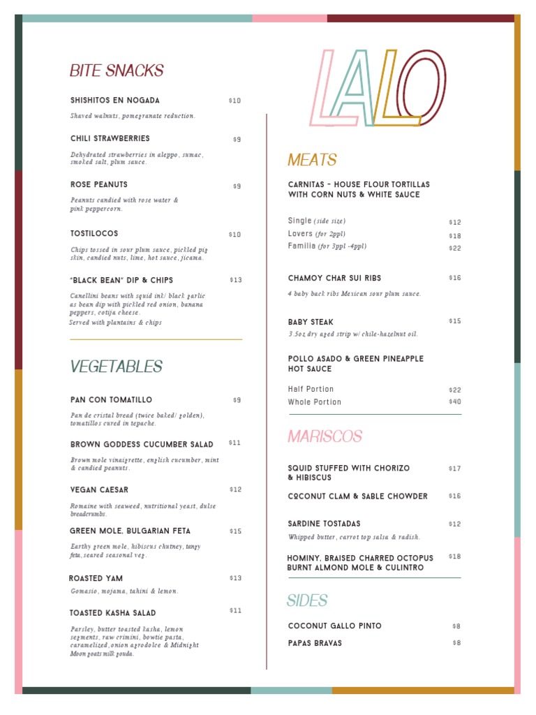 Lalo Dinner Menu | PDF