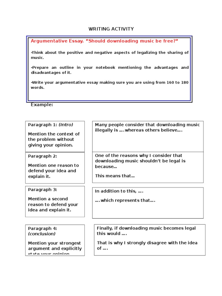 Argumentative Essay. "Should Downloading Music Be Free?": Writing ...
