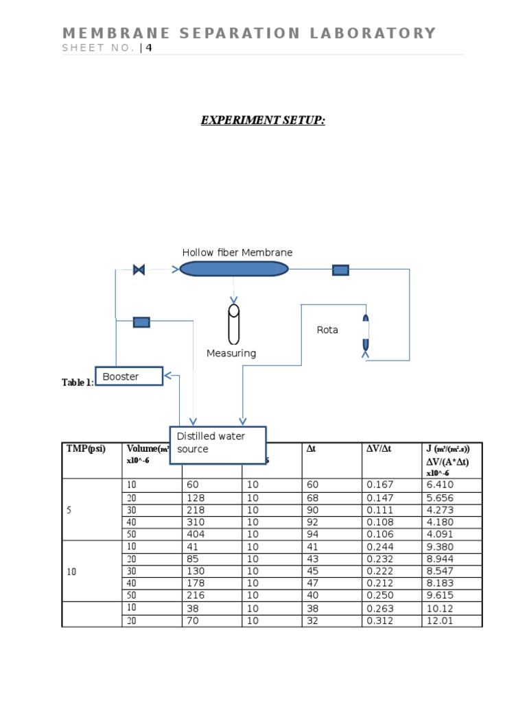 Membrane Separation Laboratory: Experiment Setup | PDF | Chemistry | Nature