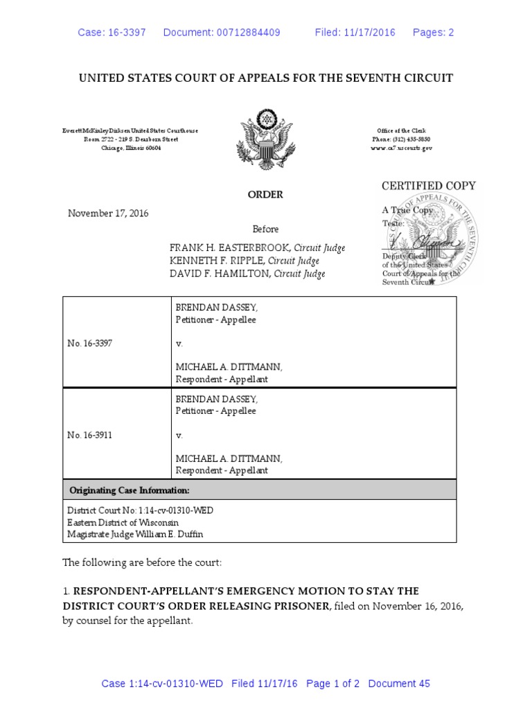 Dassey Stay Order | PDF