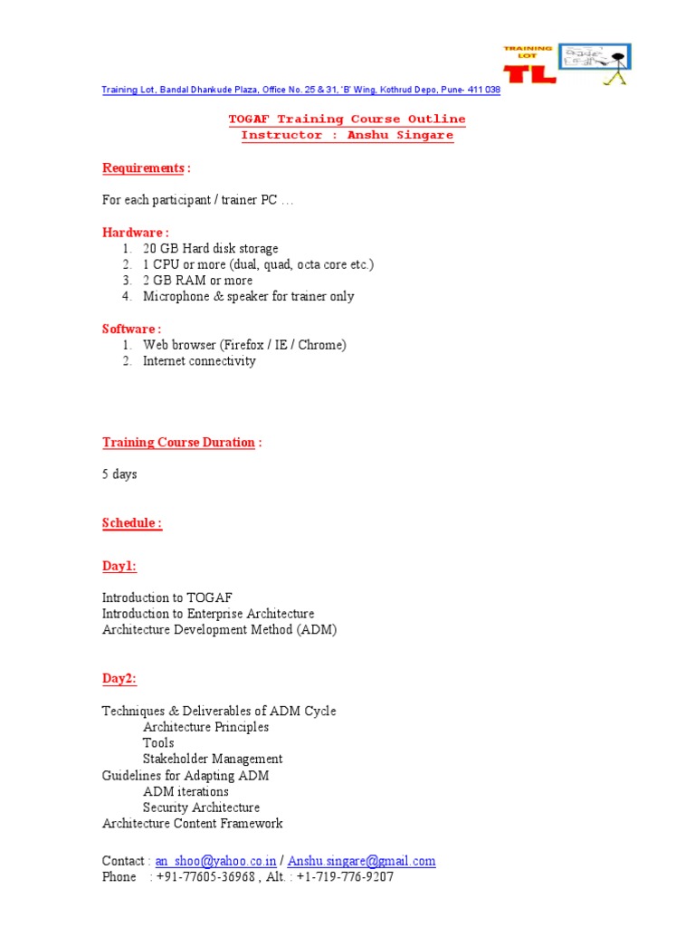 TOGAF Training Course Outline | PDF