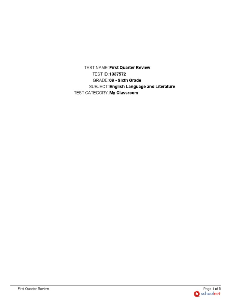 First Quarter Review | PDF