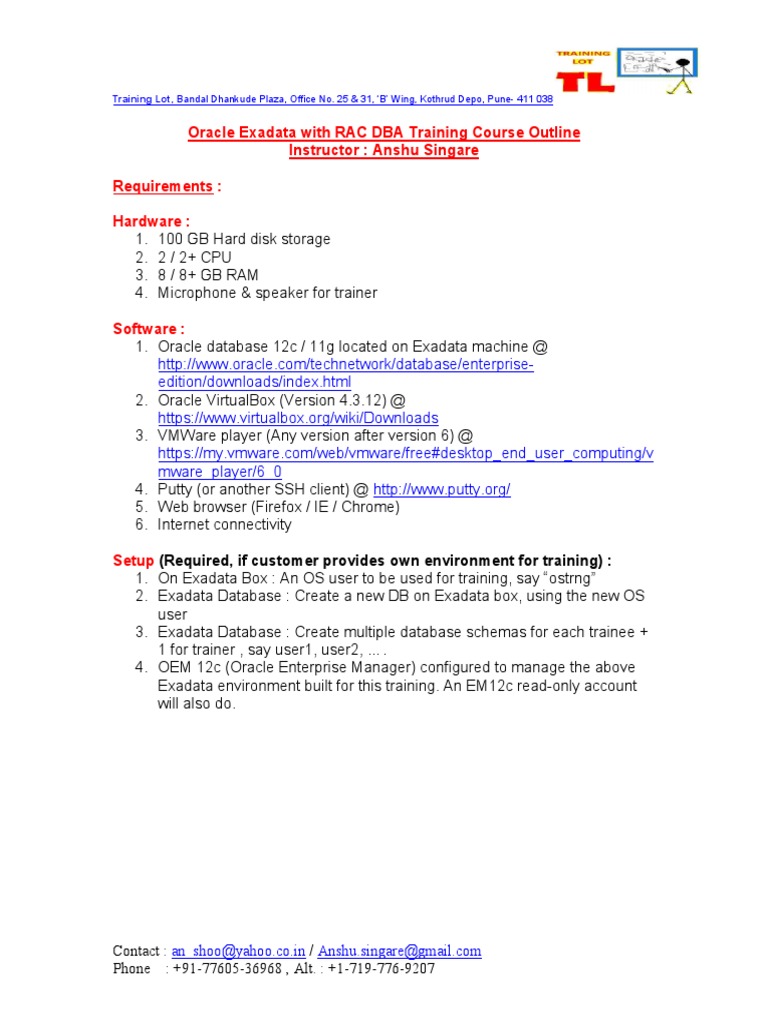 Oracle - Exadata With RAC DBA Course | PDF | Oracle Database | Application Software