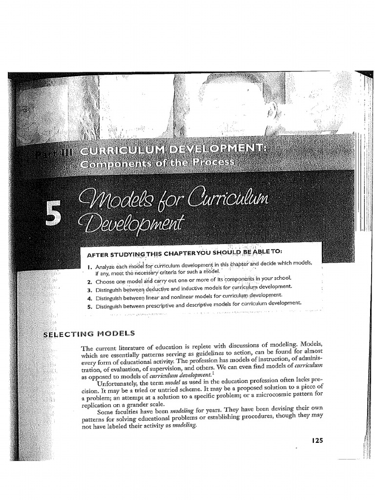 Oliva Chapter 5 Models For Curriculum Development | PDF