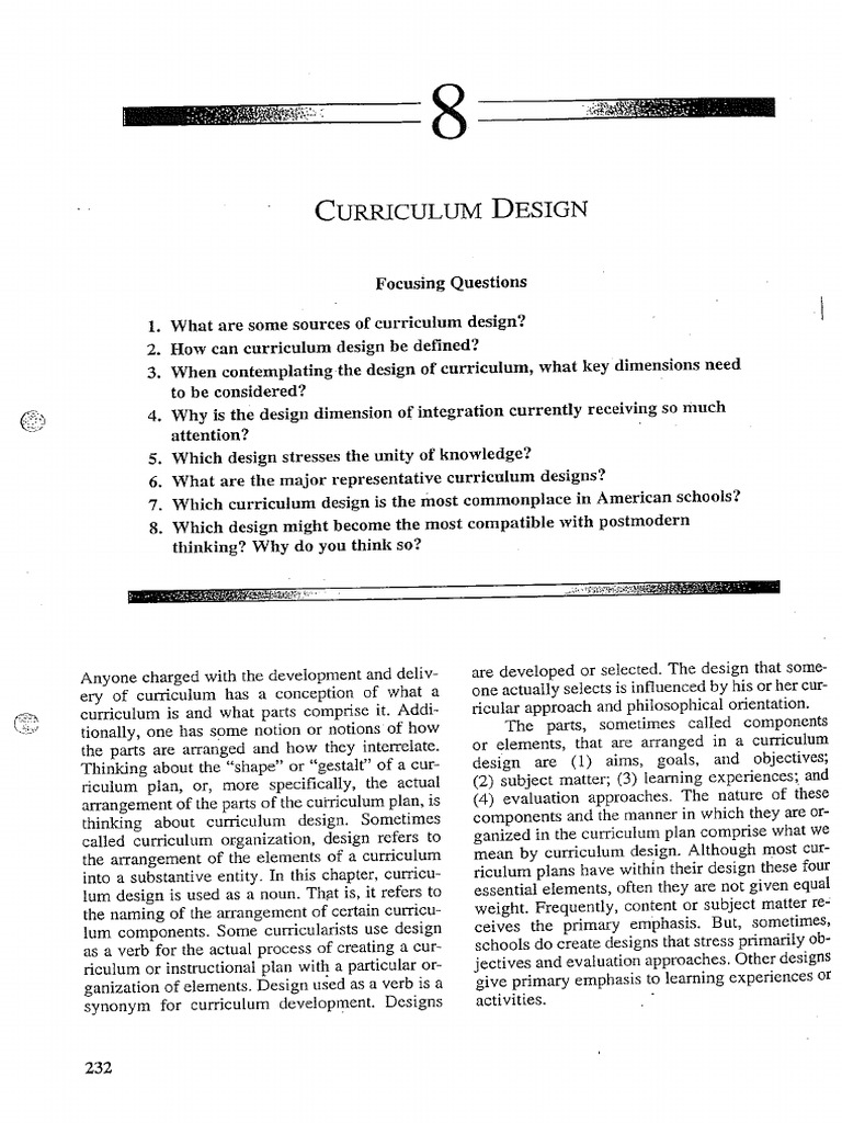 Chapter 8 - Curriculum Design | PDF