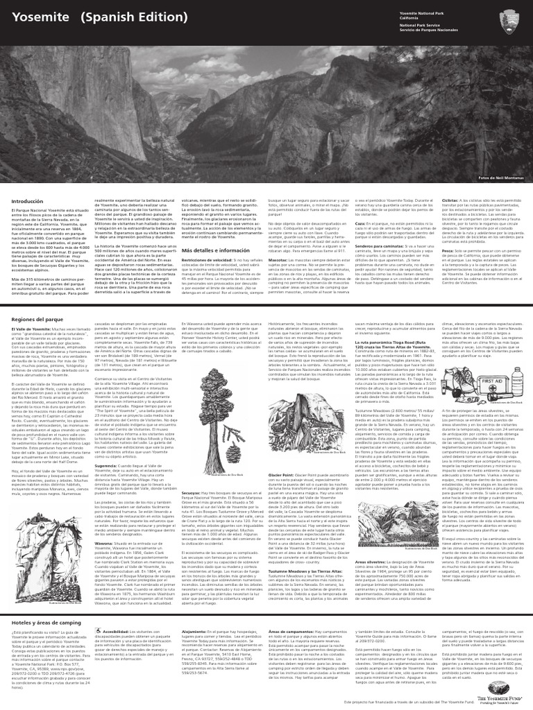 Folleto Yosemite PDF | PDF | Parque Nacional de Yosemite | Ciencias de ...