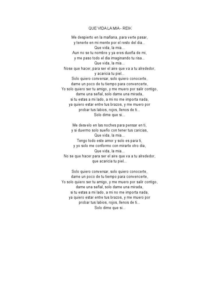 Que Vida La Mia | PDF