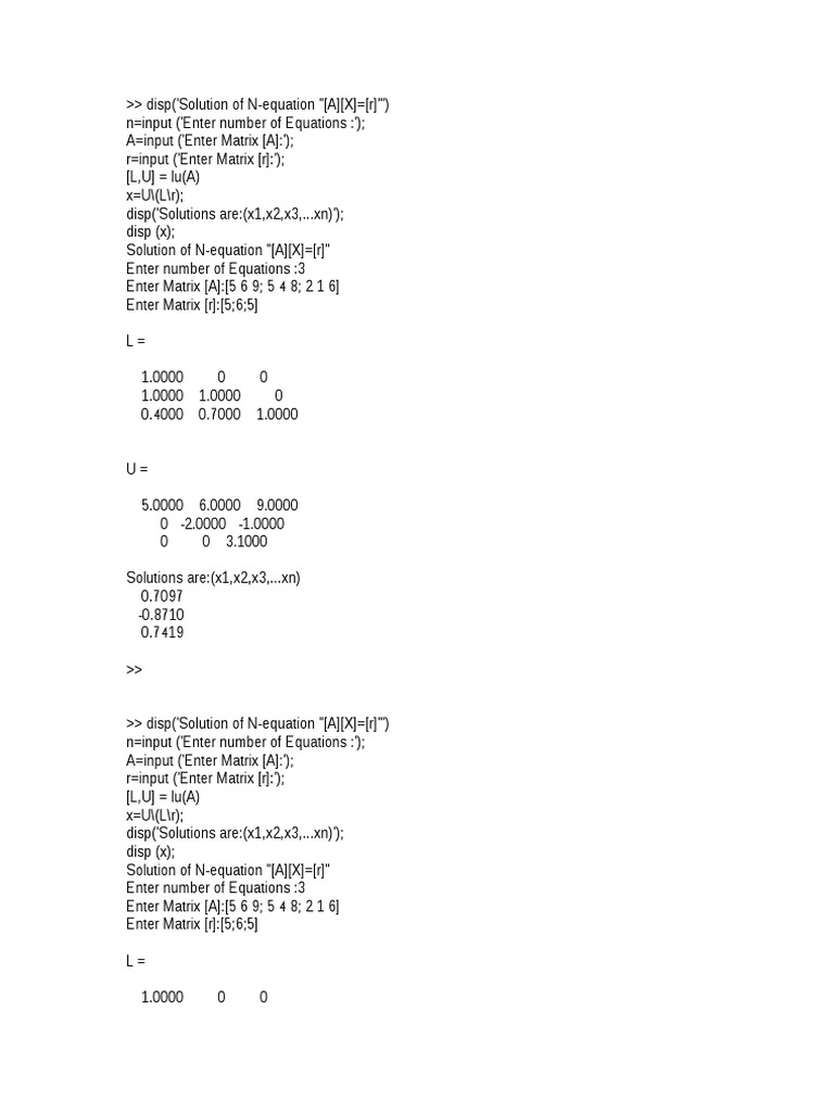 Lu Decomposition | PDF