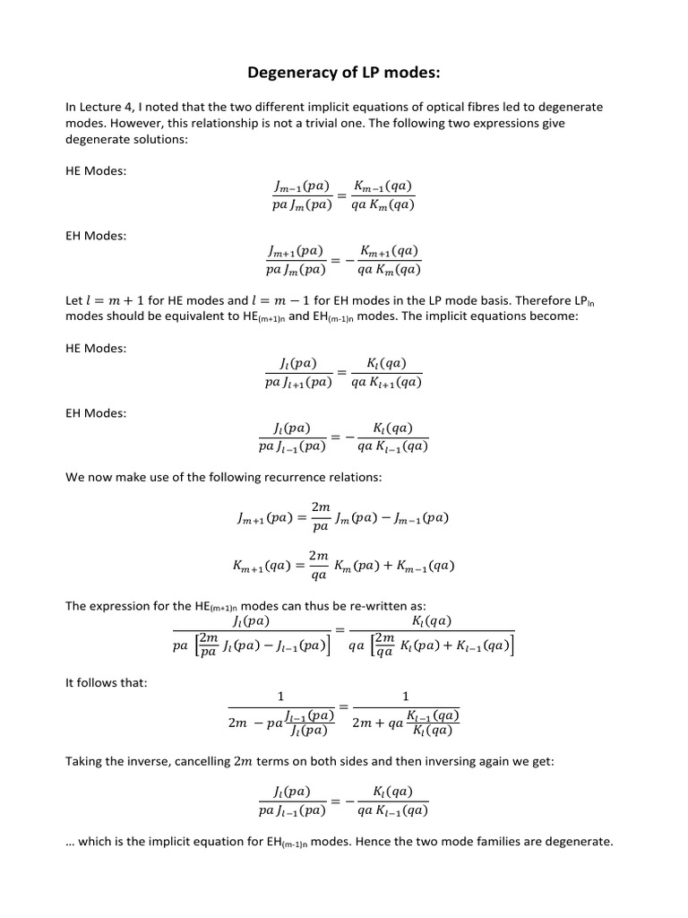 Degeneracy of LP Modes | PDF