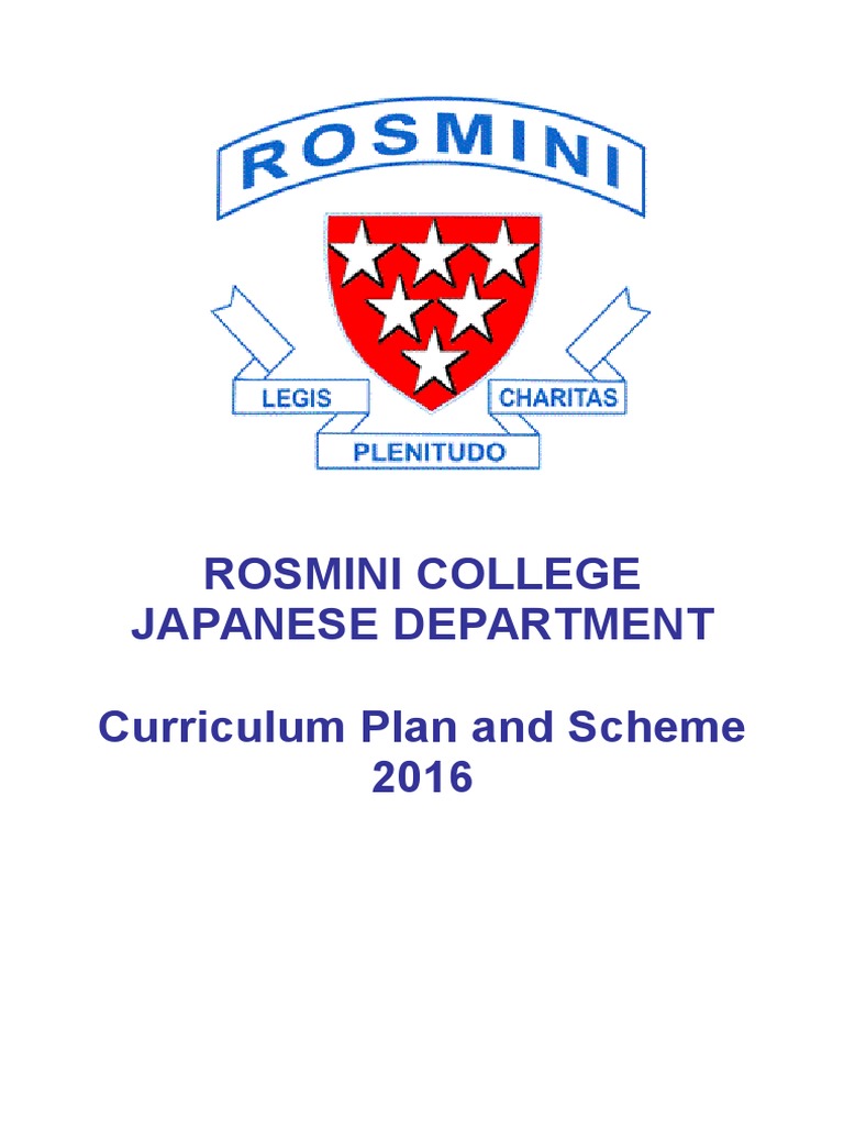 Rosmini College Japanese Department Curriculum Plan and Scheme 2016 | PDF | Curriculum ...