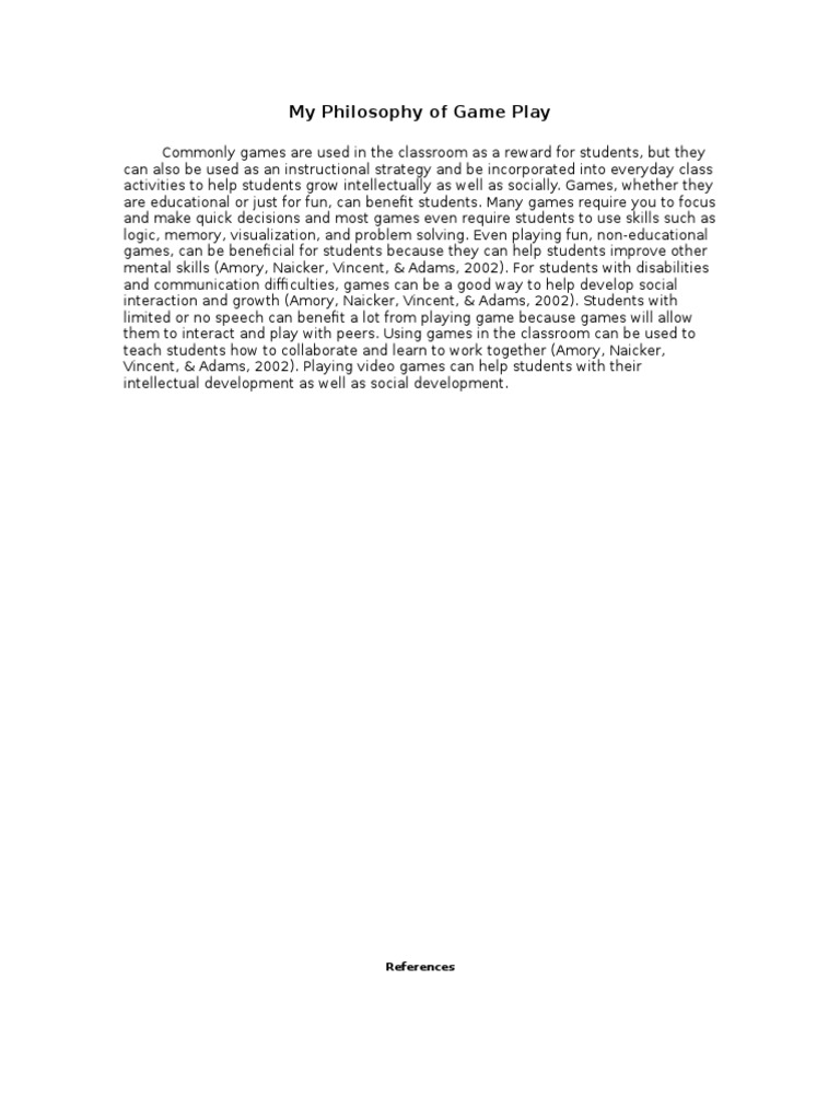 My Philosophy of Game Play | PDF