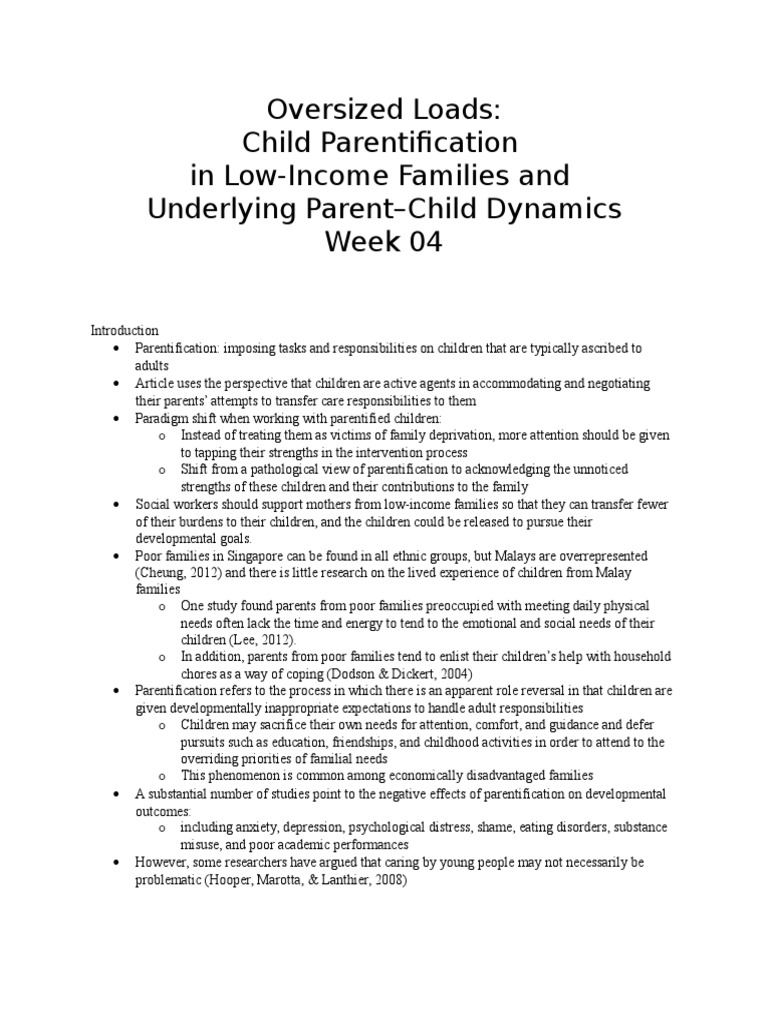 WEEK 04 Child Parentification | PDF | Sibling | Caregiver