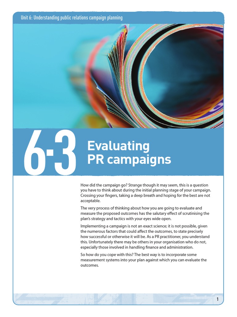 Evaluating PR Campaigns: Unit 6: Understanding Public Relations ...