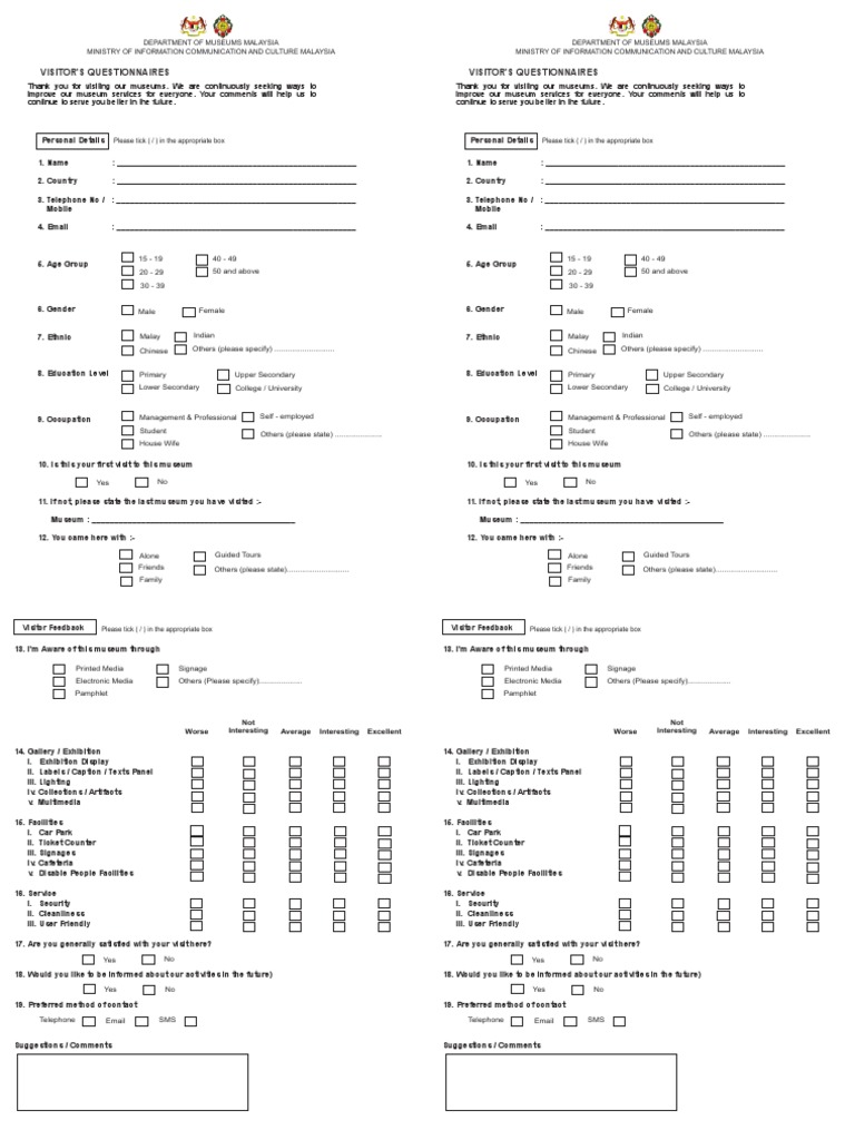 Visitor Questionnaire | Museum | Malaysia | Free 30-day Trial | Scribd