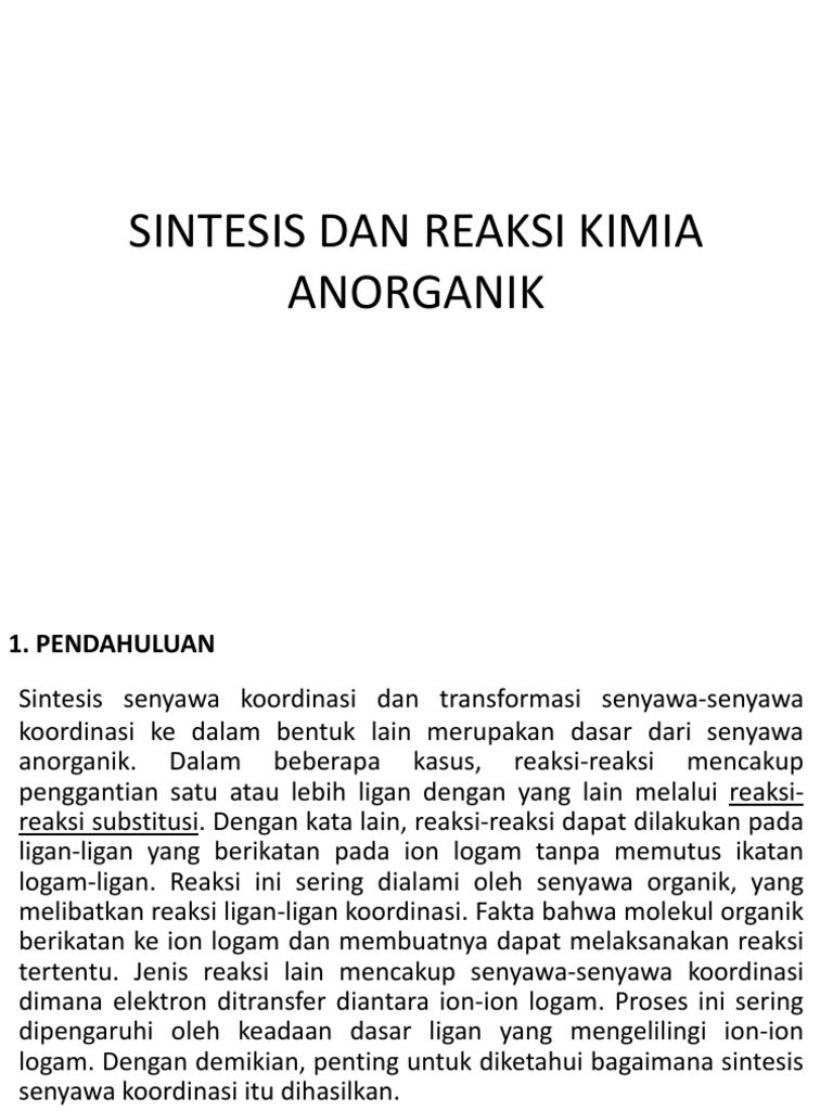 Sintesis Dan Reaksi Kimia Anorganik | PDF | Sains & Matematika