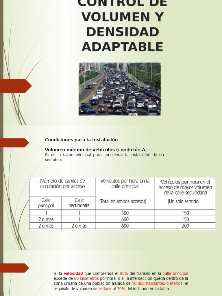 Control de Volumen y Densidad Adaptable | PDF | Semáforo | Intersección (carretera)