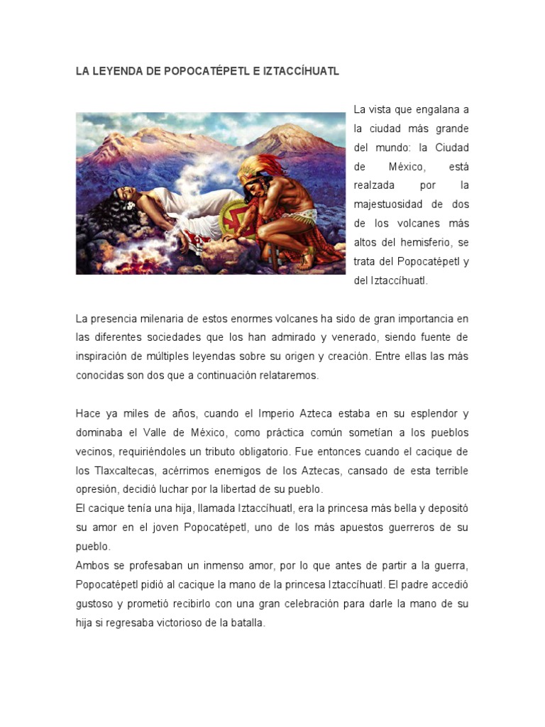Leyenda de Popocatépetl e Iztaccíhuatl | PDF | Caballos | Naturaleza