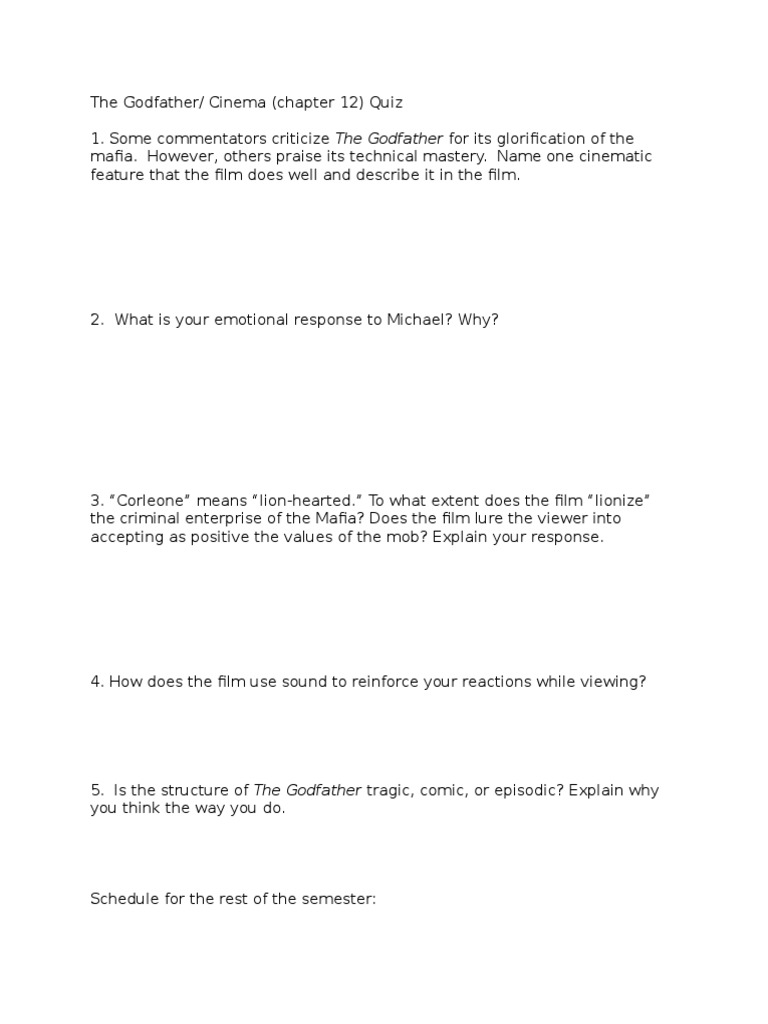 The Godfather Quiz | PDF