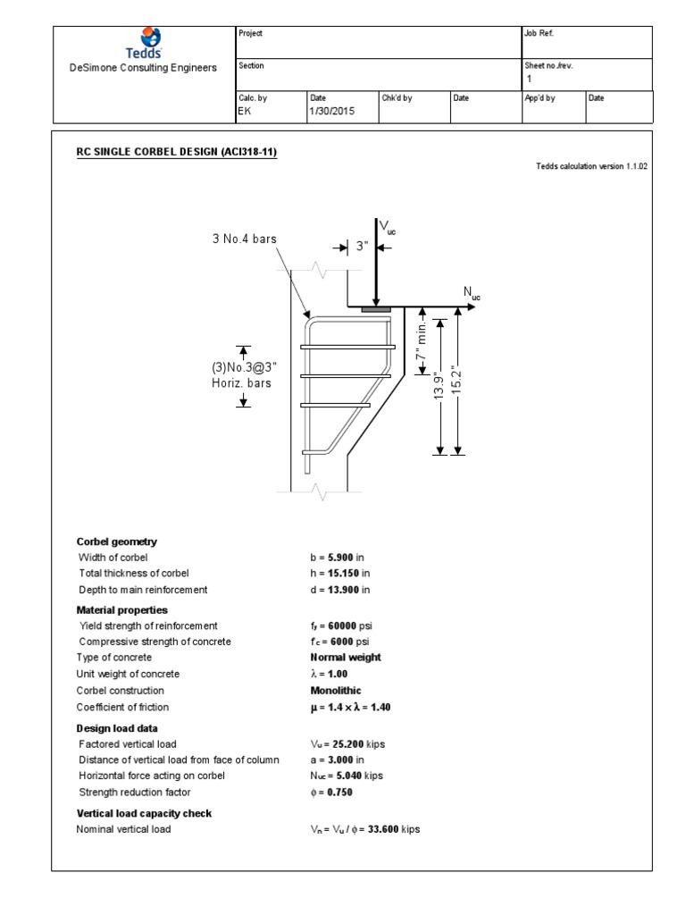 RC Corbel Design (ACI318) | PDF | Strength Of Materials | Materials