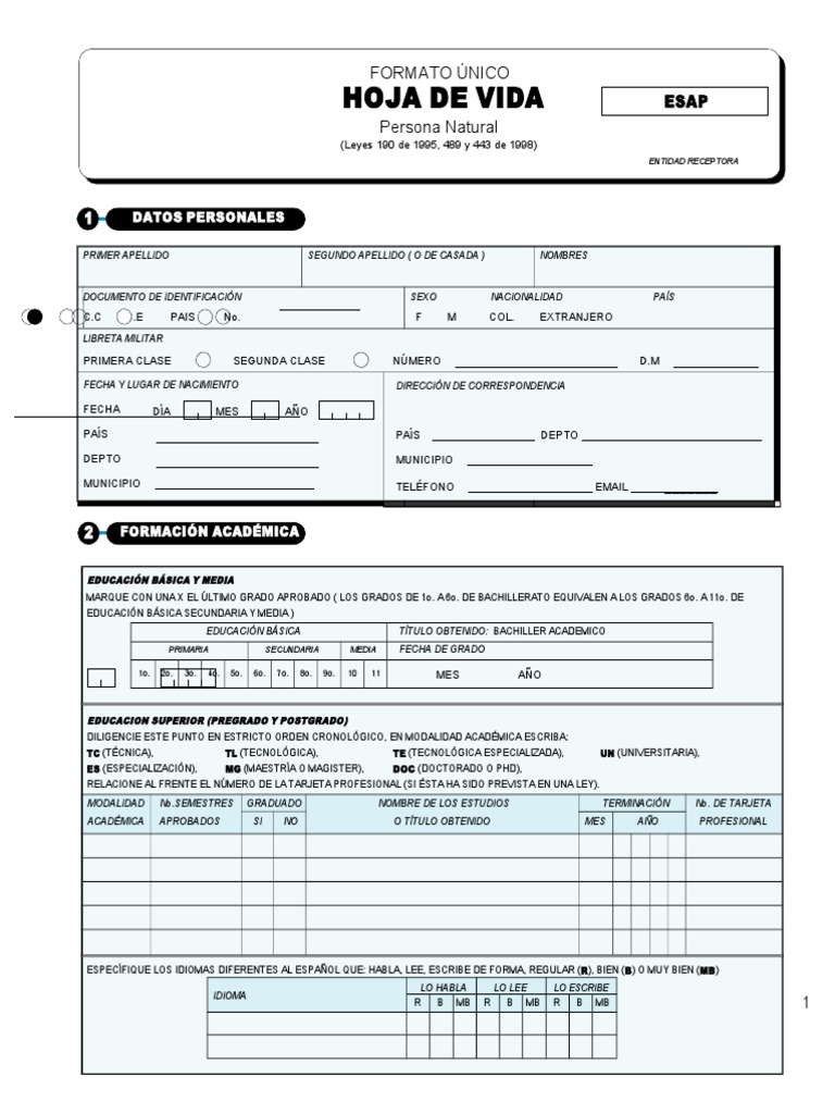 Formato Unico De Hoja De Vida Funcion Publica Ppt Sistema De Informaci