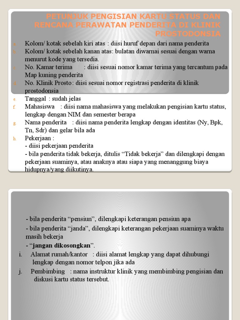 Petunjuk Pengisian Kartu Status Dan Rencana Perawatan Penderita | PDF