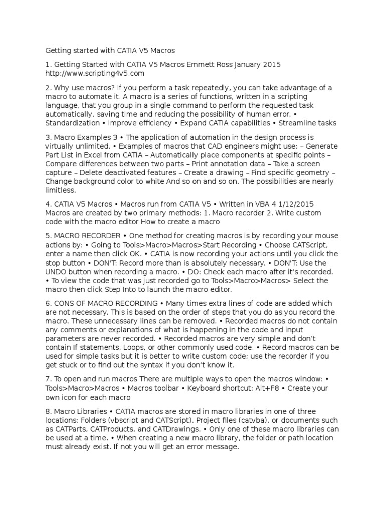 Getting Started With CATIA V5 Macros | PDF | Variable (Computer Science) | Macro (Computer Science)