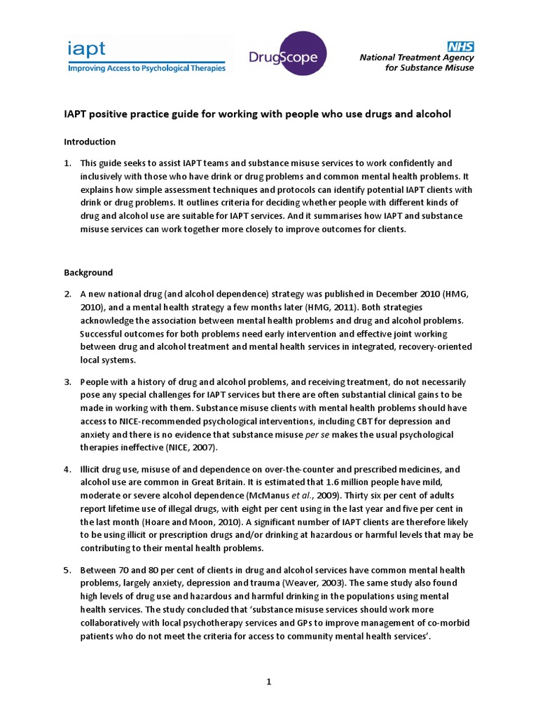 IAPT Positive Practice Guide For Working With People Who Use Drugs and ...