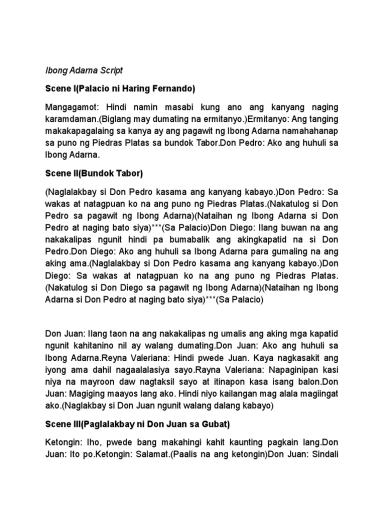 Ibong Adarna Script 7 - A | PDF