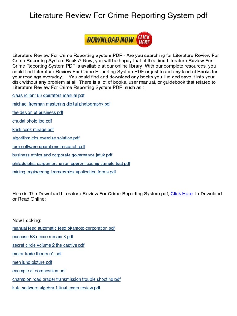 Literature Review on Crime Reporting Systems | PDF