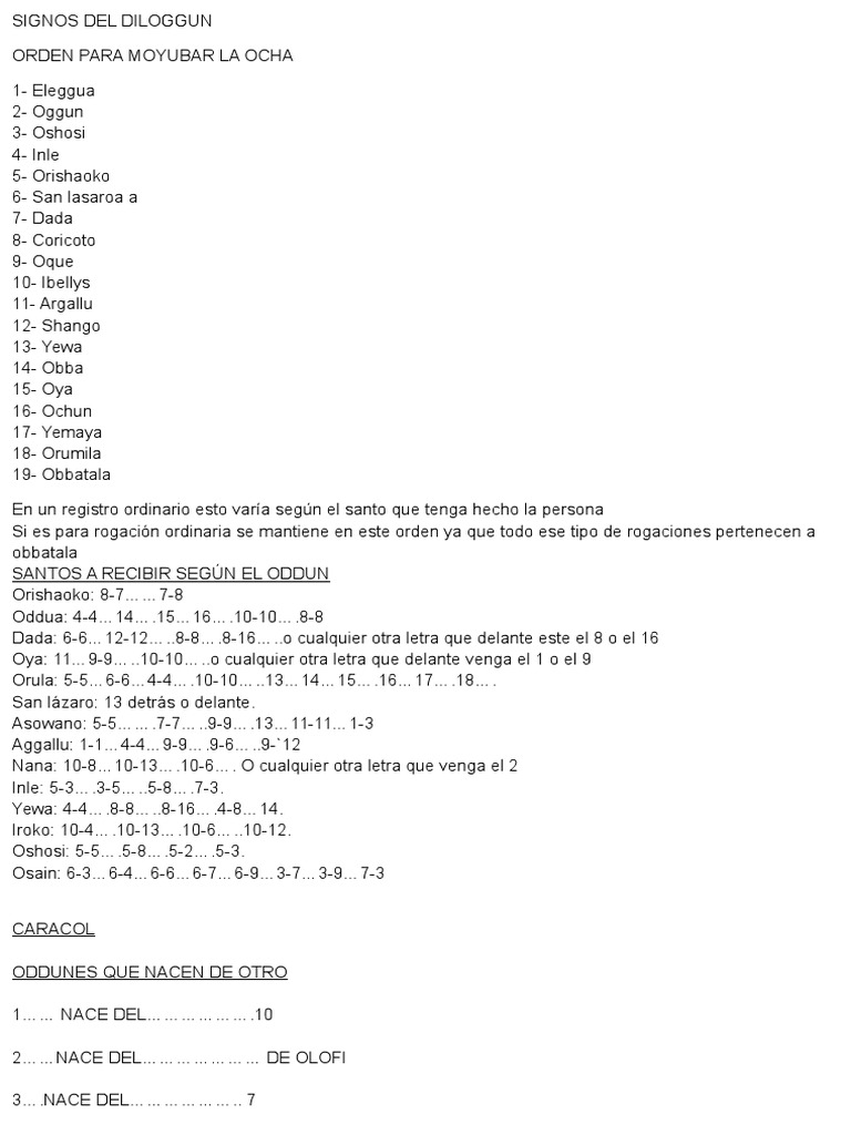 Signos Del Diloggun | PDF